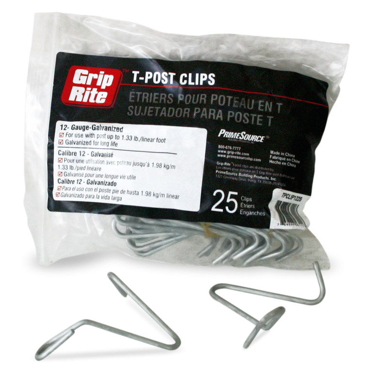 T-Post Clips | 12-Gauge Galvanized | Grip-Rite®