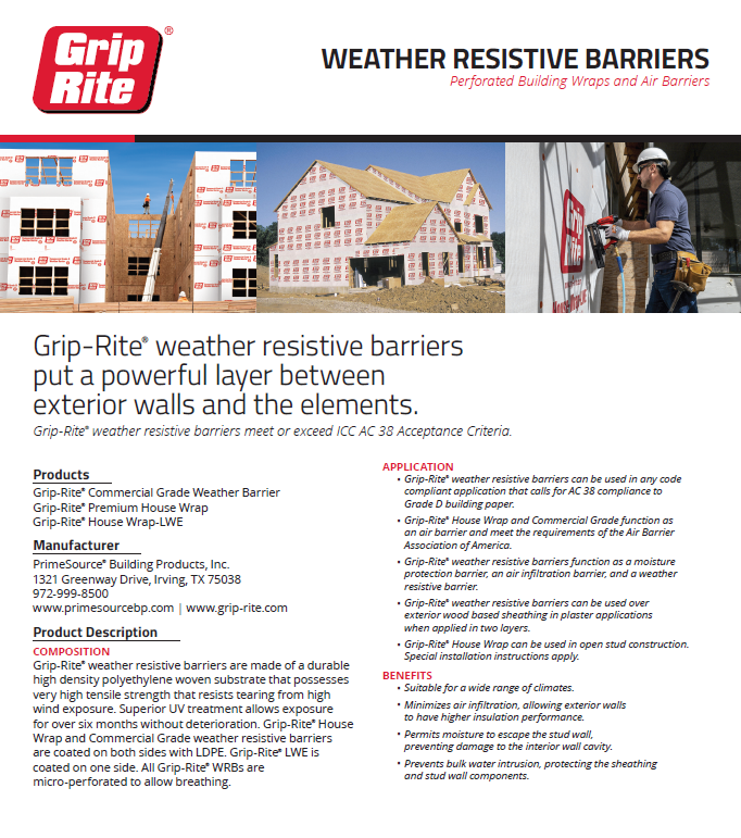 Product Resources | Sell Sheets, Guides, Manuals | Grip-Rite®