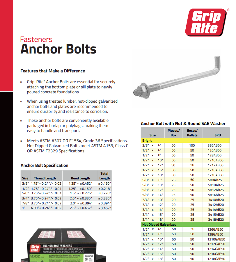 Product Resources | Sell Sheets, Guides, Manuals | Grip-Rite®